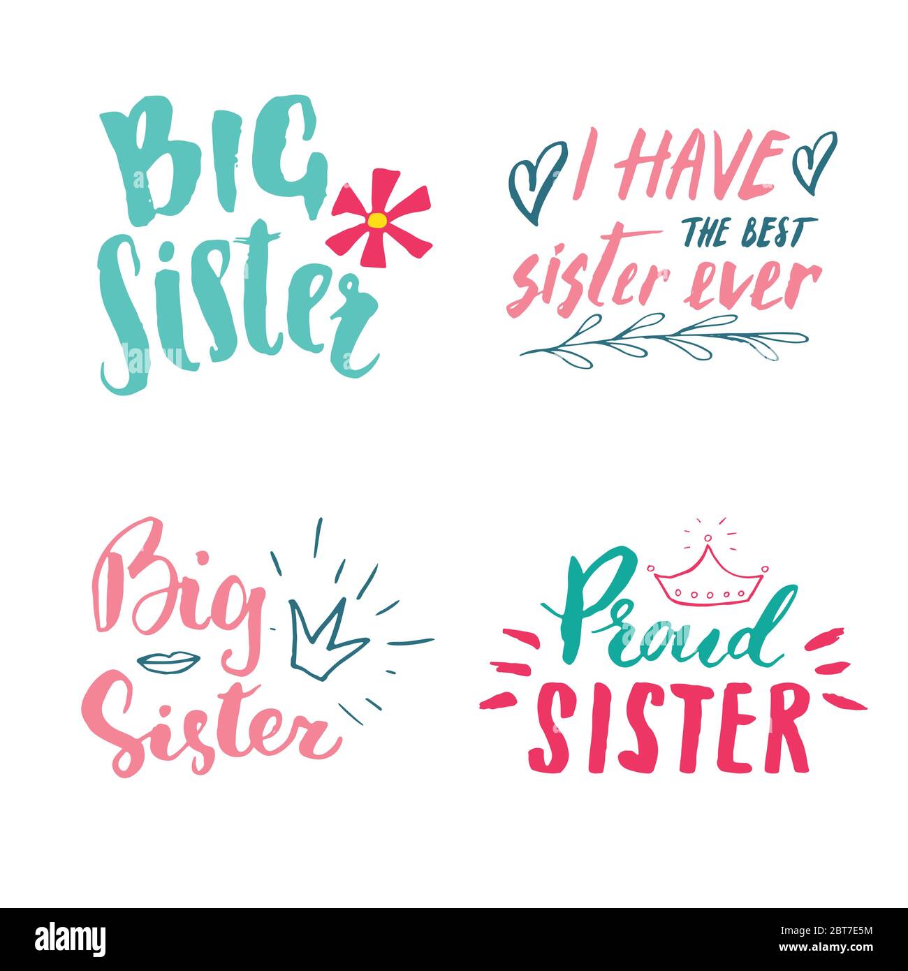 Sister calligraphic Lettering signs set, child nursery printable phrase ...