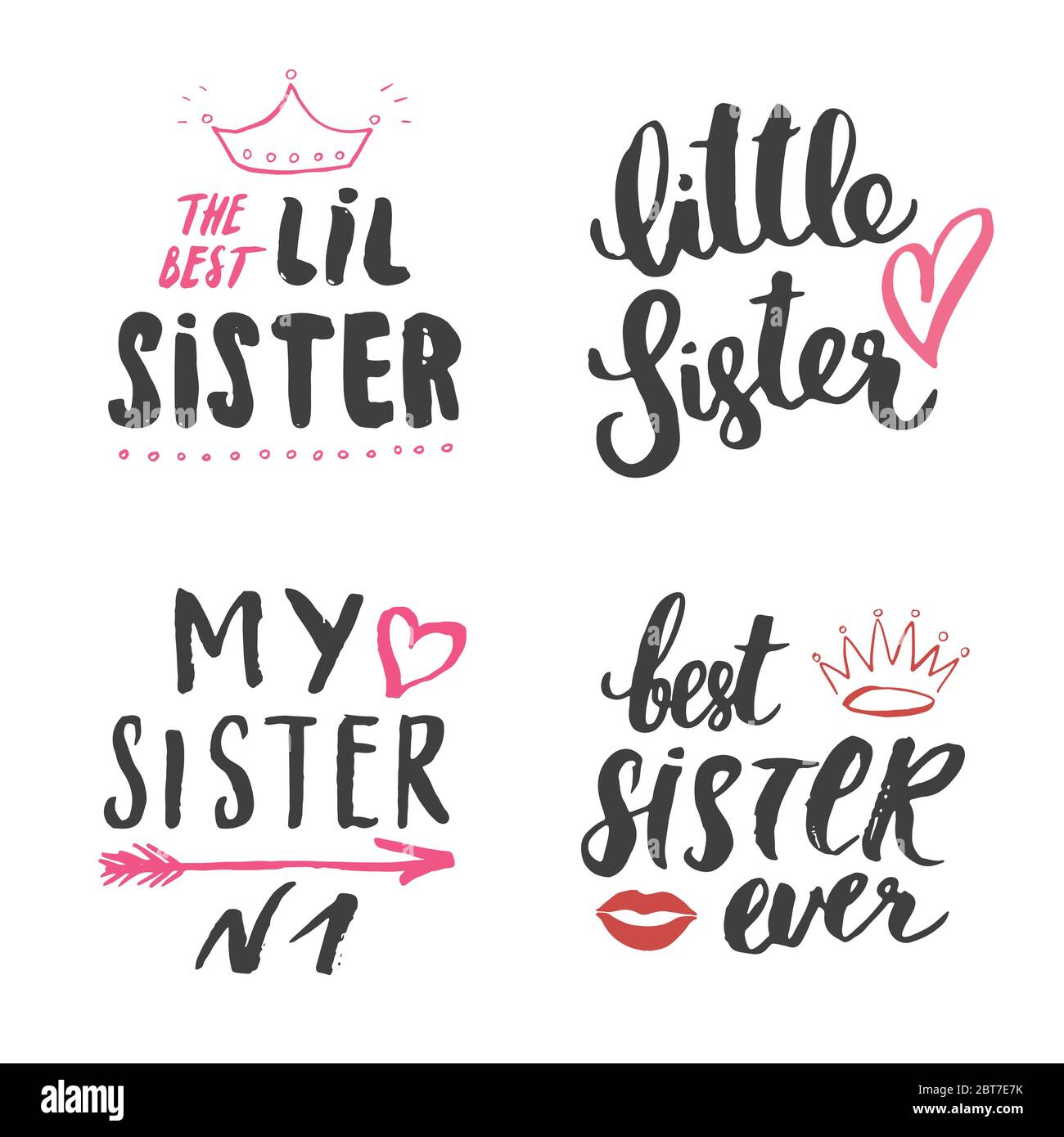 Sister calligraphic Lettering signs set, child nursery printable phrase ...