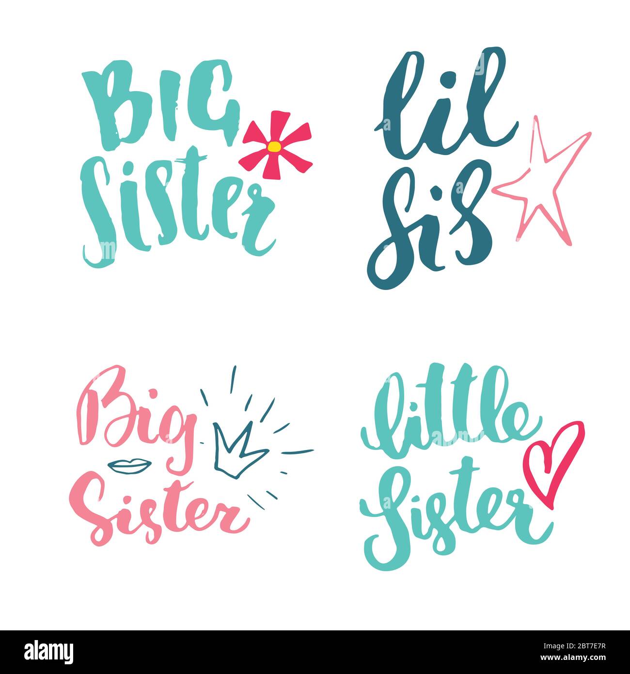 Sister calligraphic Lettering signs set, child nursery printable phrase ...