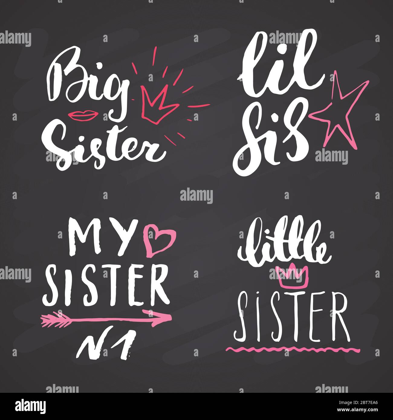Sister calligraphic Lettering signs set, child nursery printable phrase ...