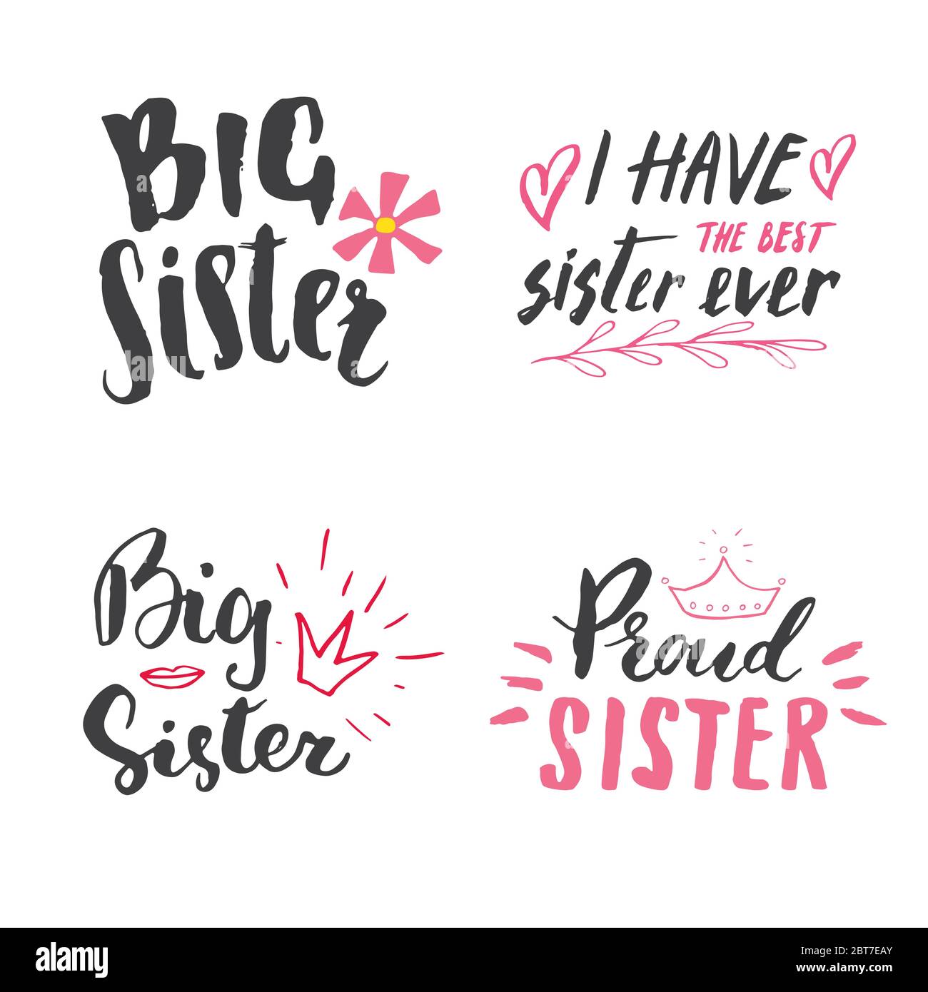 Sister calligraphic Lettering signs set, child nursery printable phrase ...