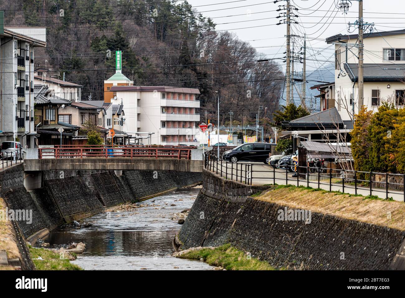 Takayama, Japan - April 6, 2019: Hida Miyagawa river in Gifu prefecture ...