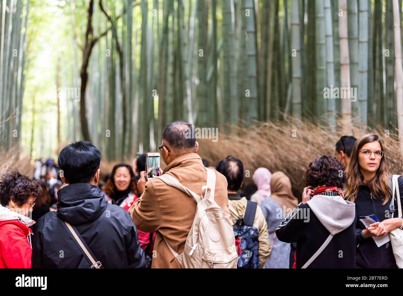 Kyoto, Japan - April 11, 2019: Famous Sagano Arashiyama bamboo forest ...