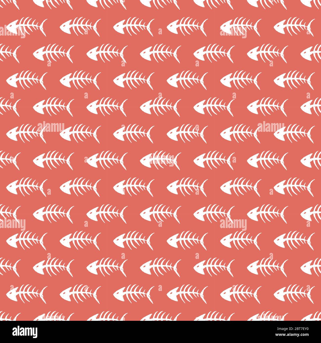 Fish bones Seamless pattern. Fish skeleton doodle, Hand drawn Cartoon ...