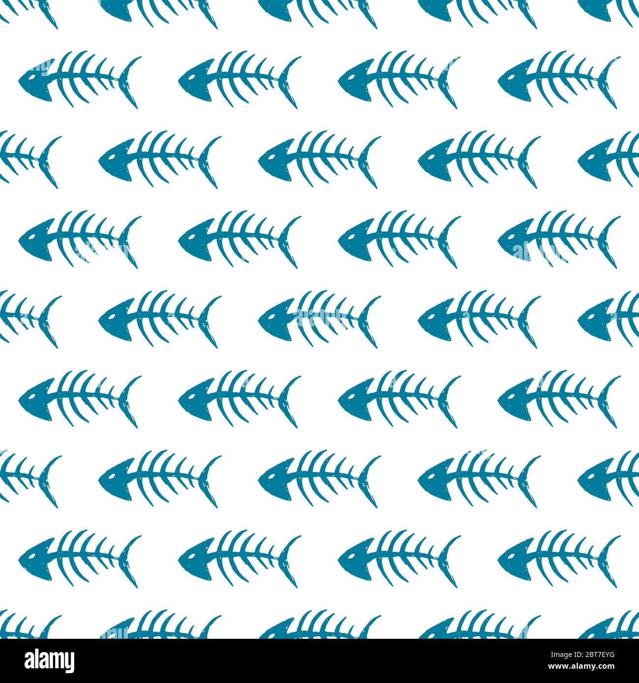 Fish bones Seamless pattern. Fish skeleton doodle, Hand drawn Cartoon Vector illustration Stock ...