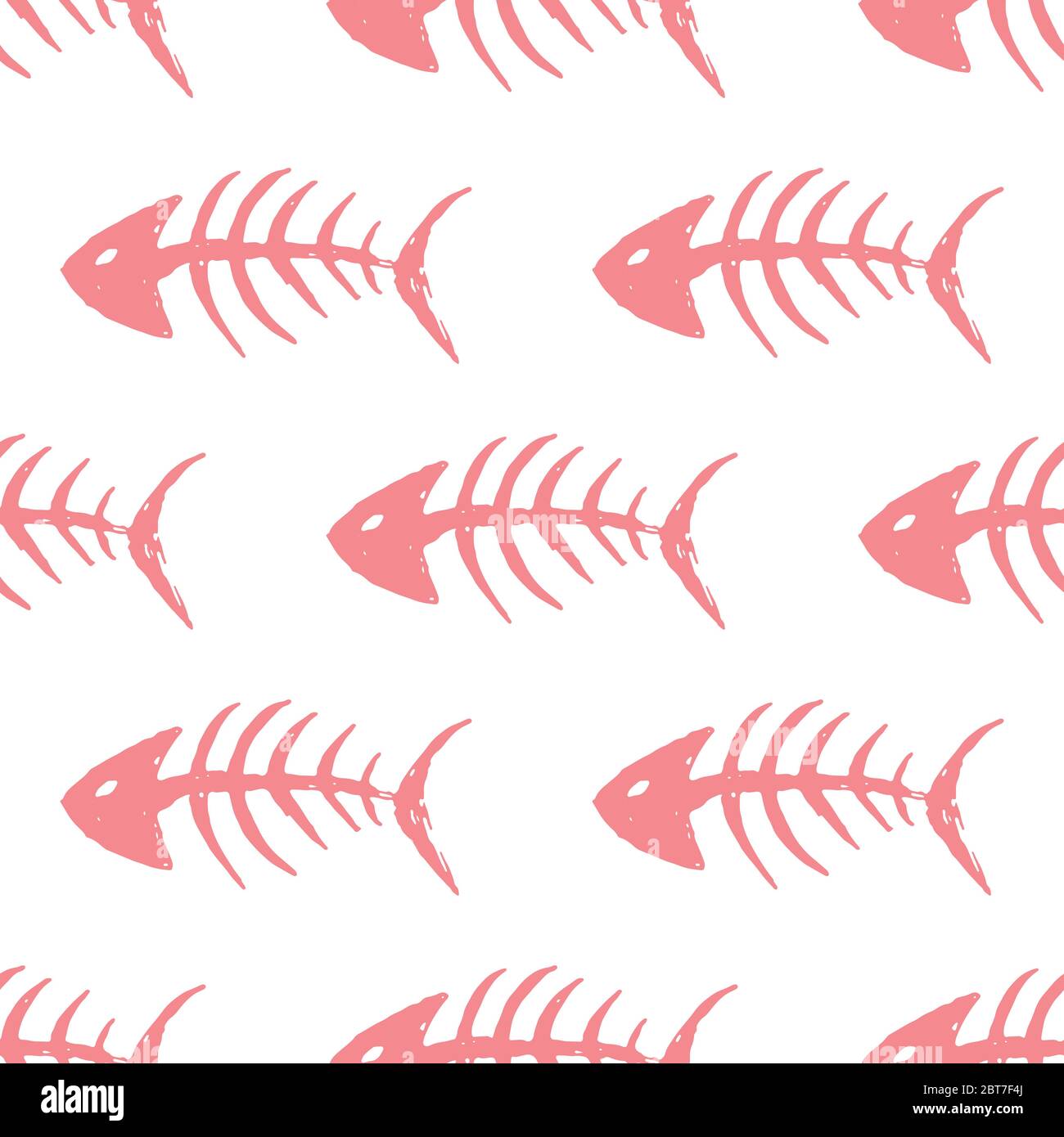Fish bones Seamless pattern. Fish skeleton doodle, Hand drawn Cartoon Vector illustration Stock ...