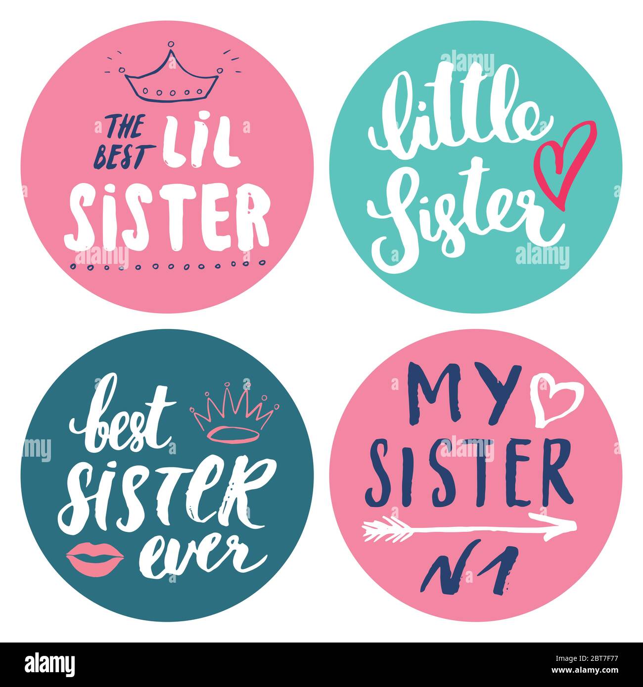 Sister calligraphic Lettering signs set, child nursery printable phrase ...
