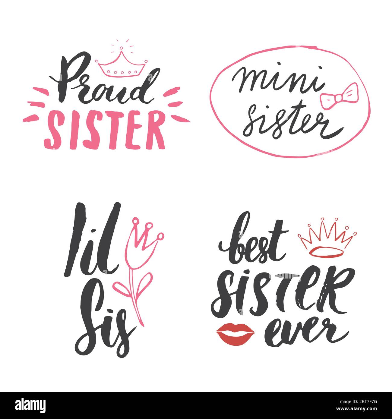 Sister calligraphic Lettering signs set, child nursery printable phrase ...