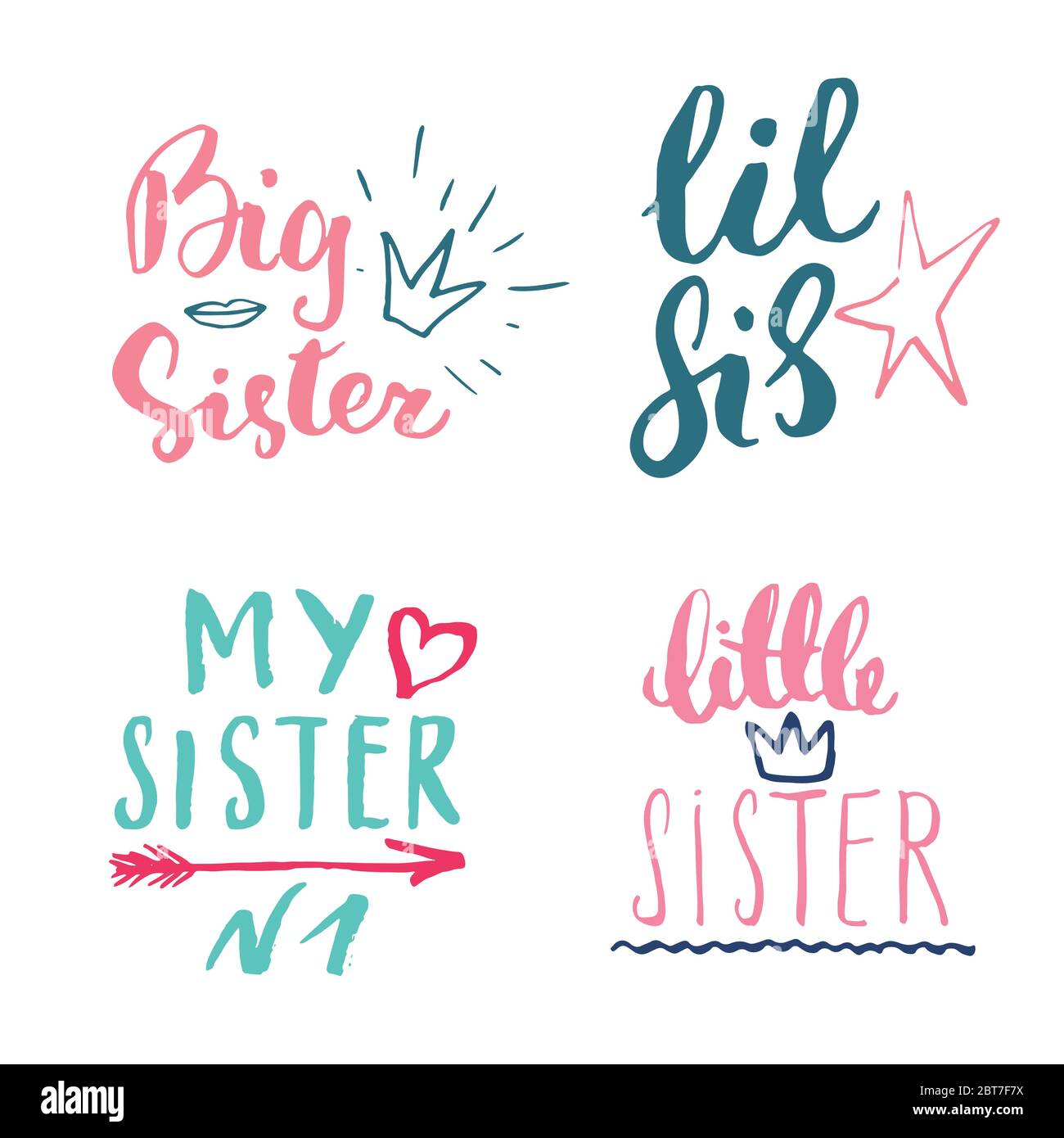 Sister calligraphic Lettering signs set, child nursery printable phrase ...