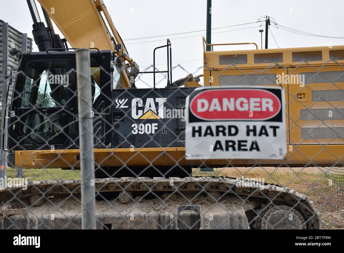 Sign board : Danger Hard hat area Stock Photo - Alamy