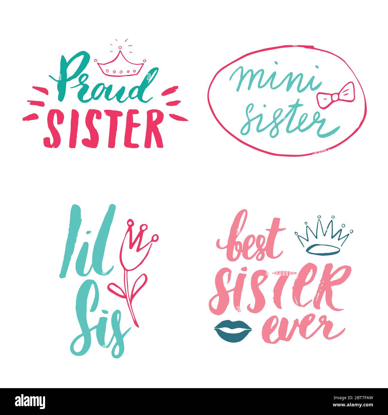 Sister calligraphic Lettering signs set, child nursery printable phrase ...