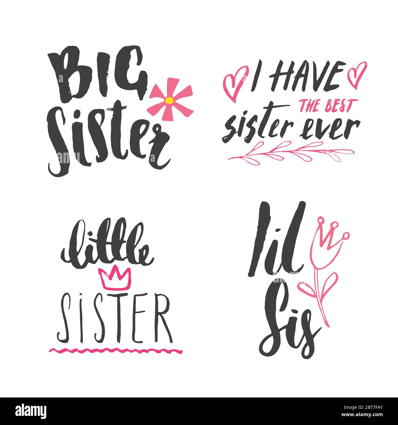 Sister calligraphic Lettering signs set, child nursery printable phrase ...