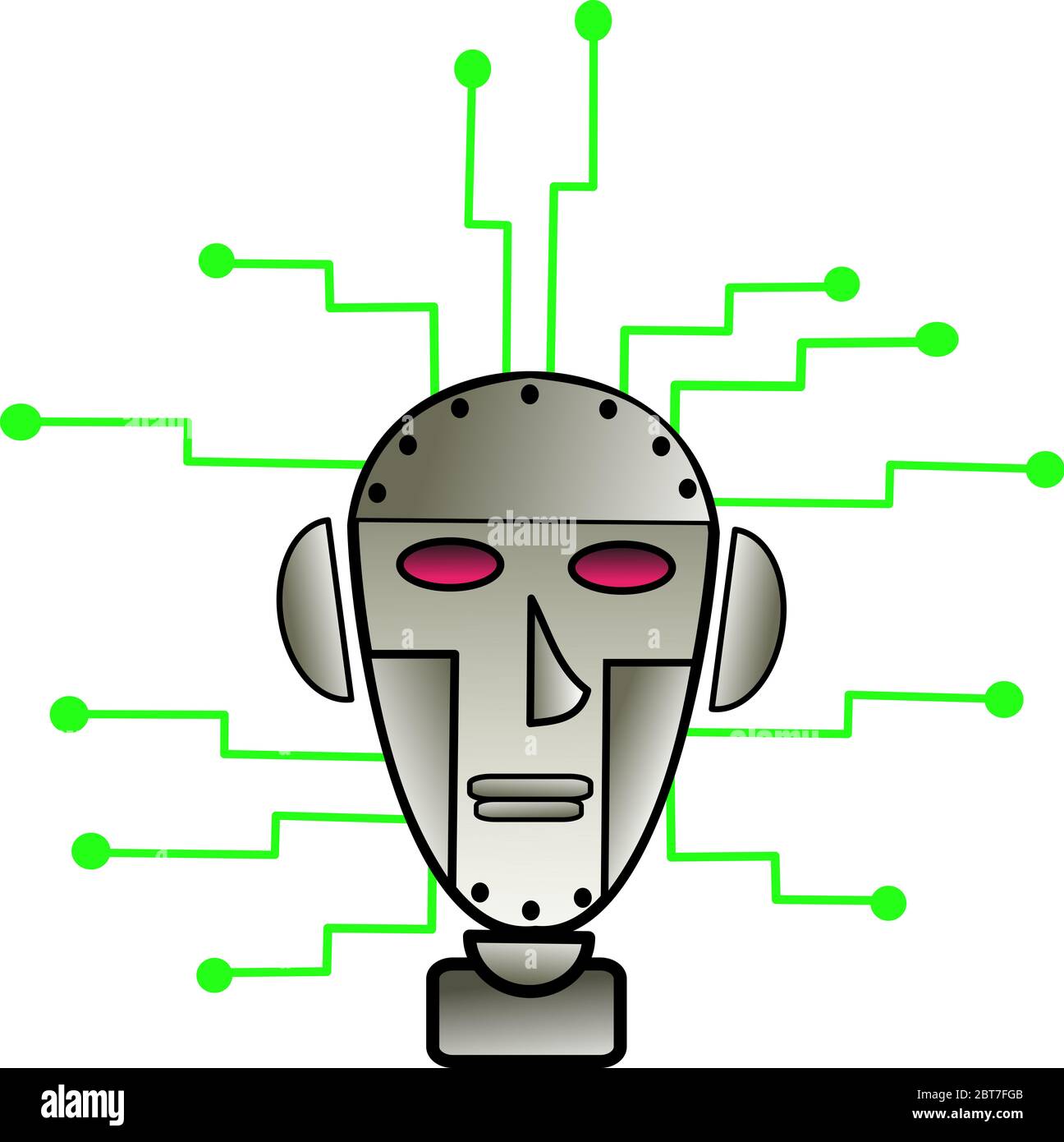Image of robot head with circuits Stock Photo - Alamy