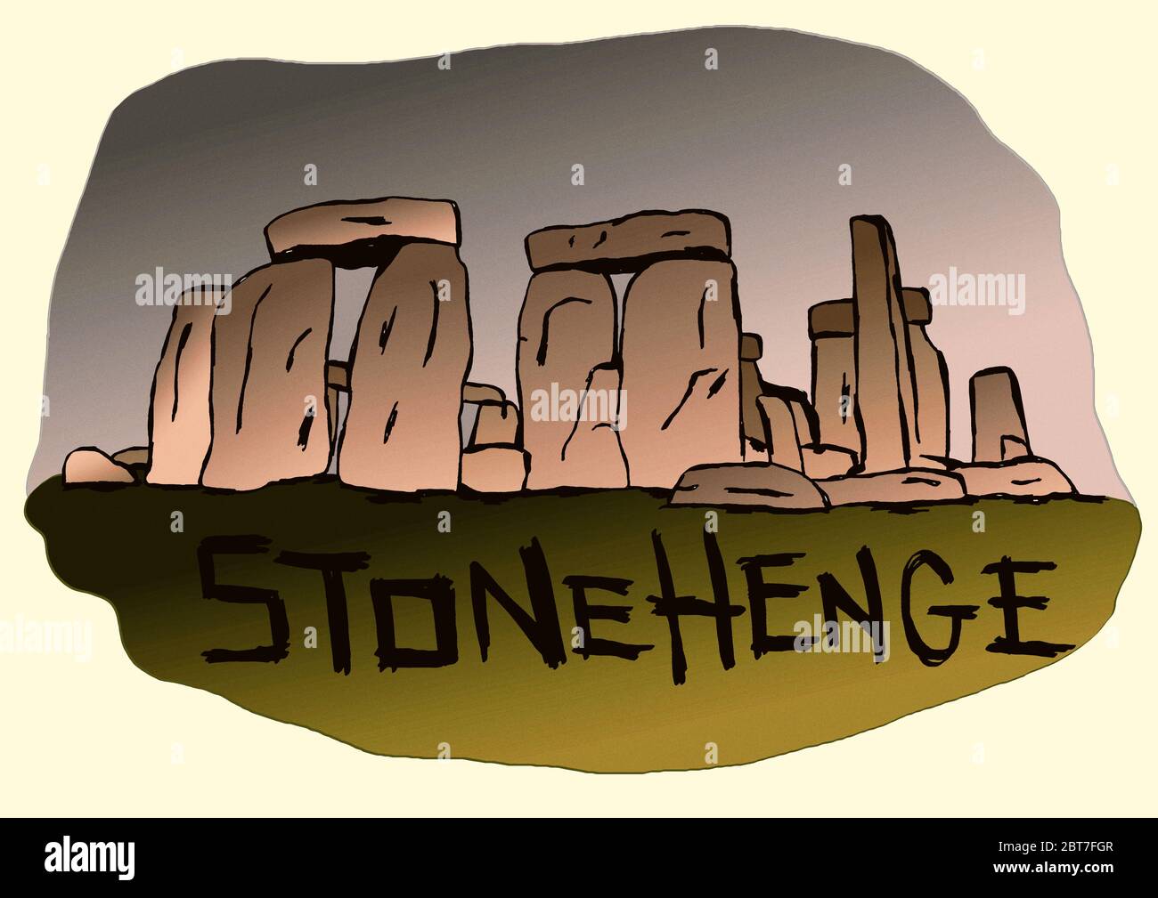Vintage illustration of Stonehenge prehistoric stones Stock Photo - Alamy