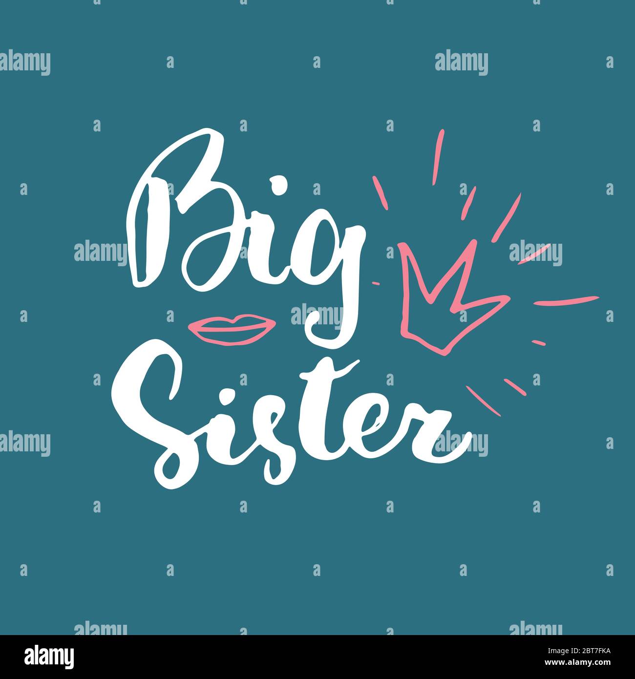Big Sister calligraphic Lettering sign, child nursery printable phrase ...