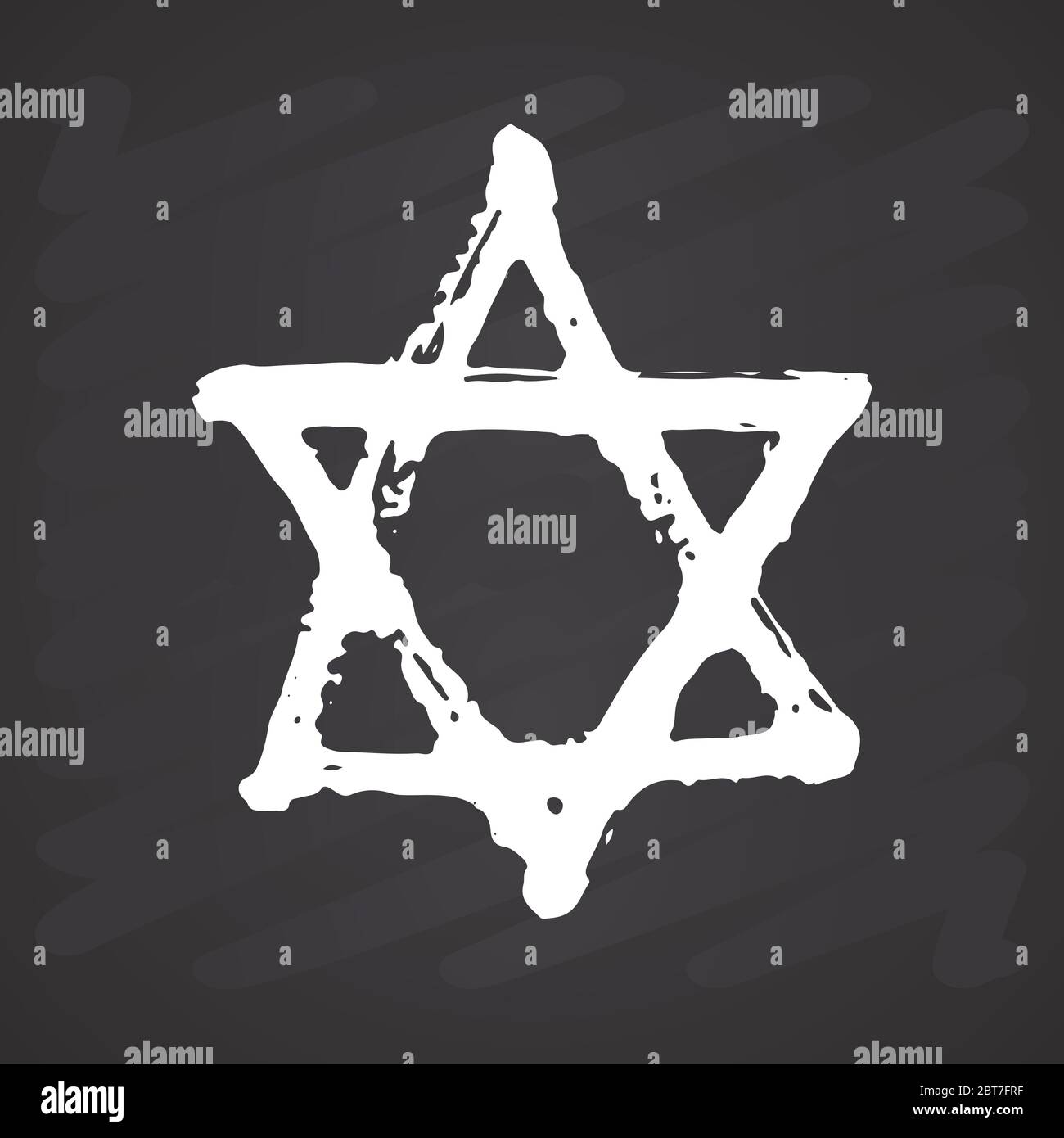 David Star hand drawn grunge texture vector illustration on chalkboard ...