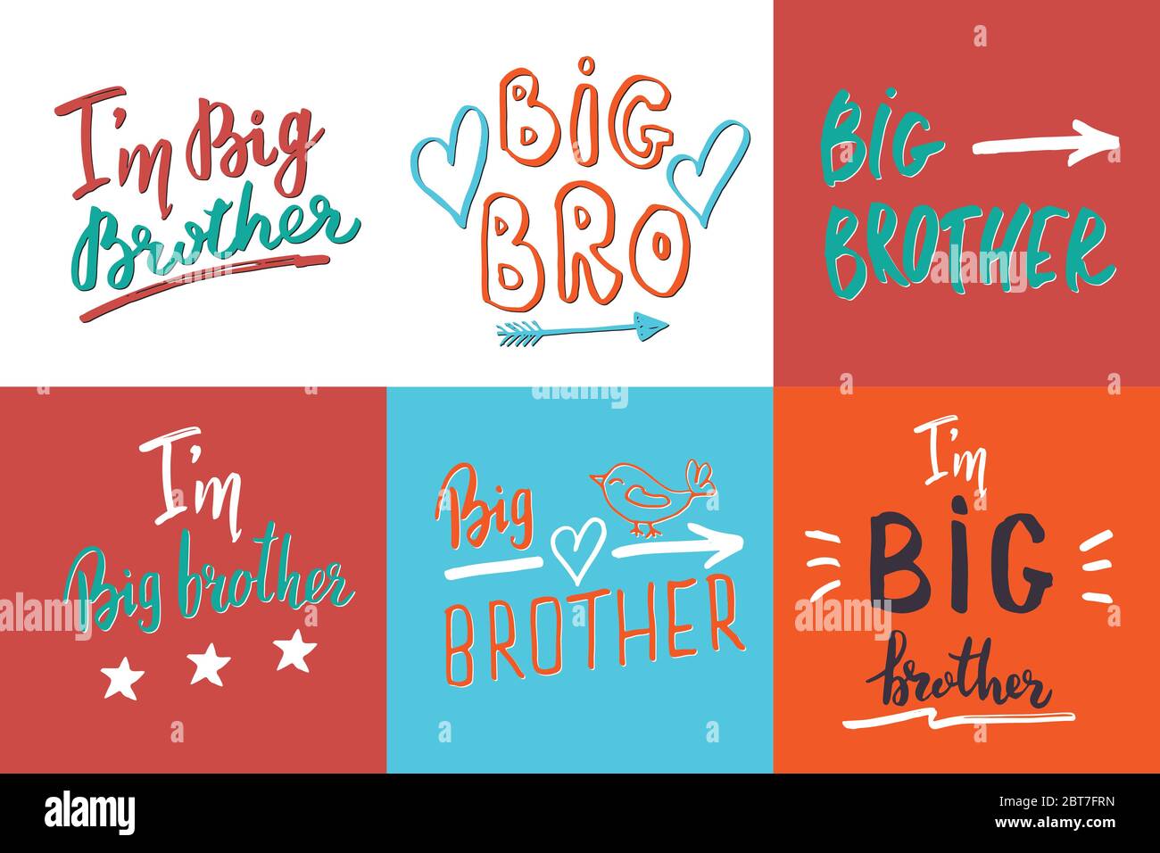 Big brother, Calligraphic Letterings signs set, child nursery printable ...
