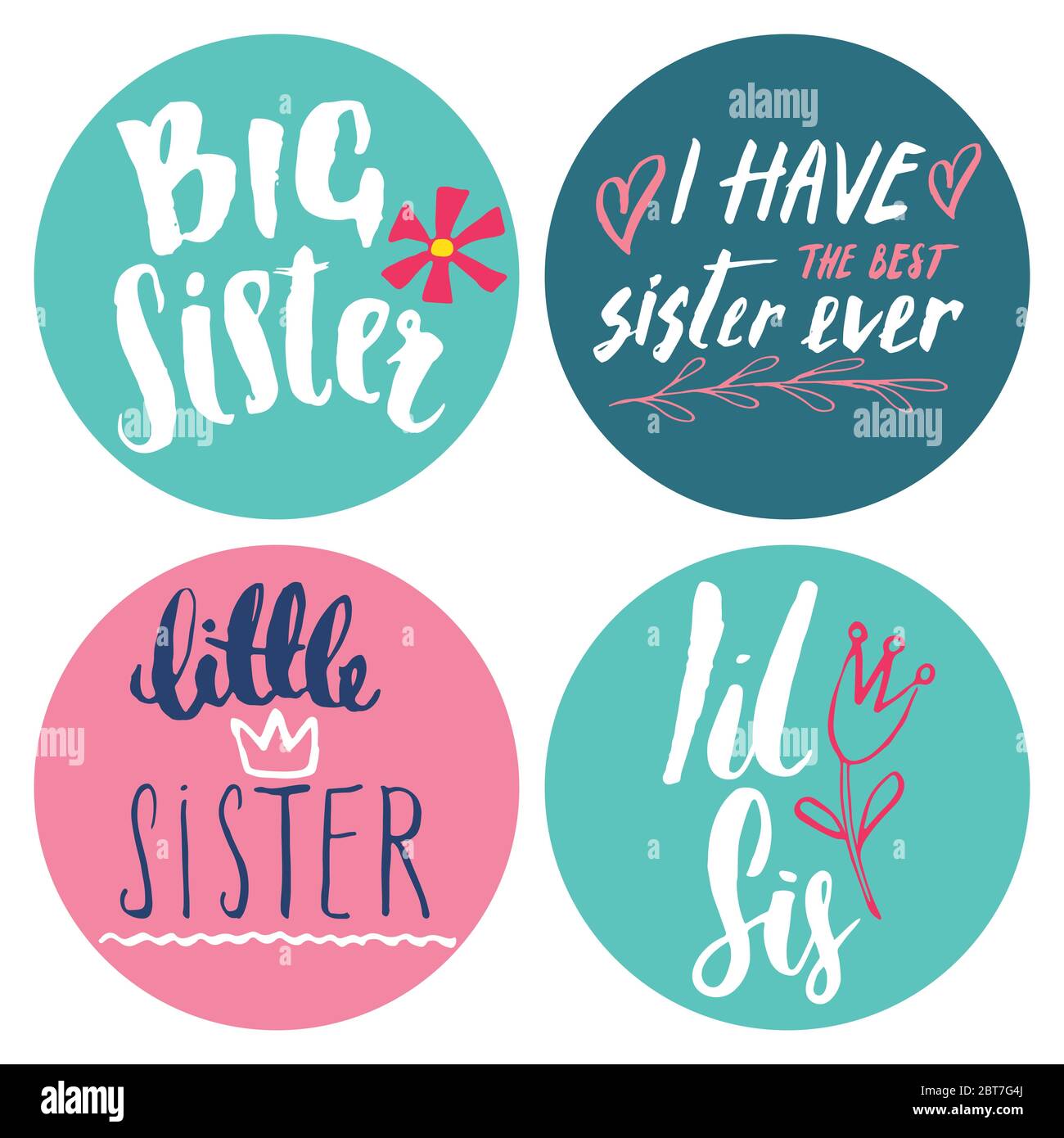 Sister calligraphic Lettering signs set, child nursery printable phrase ...