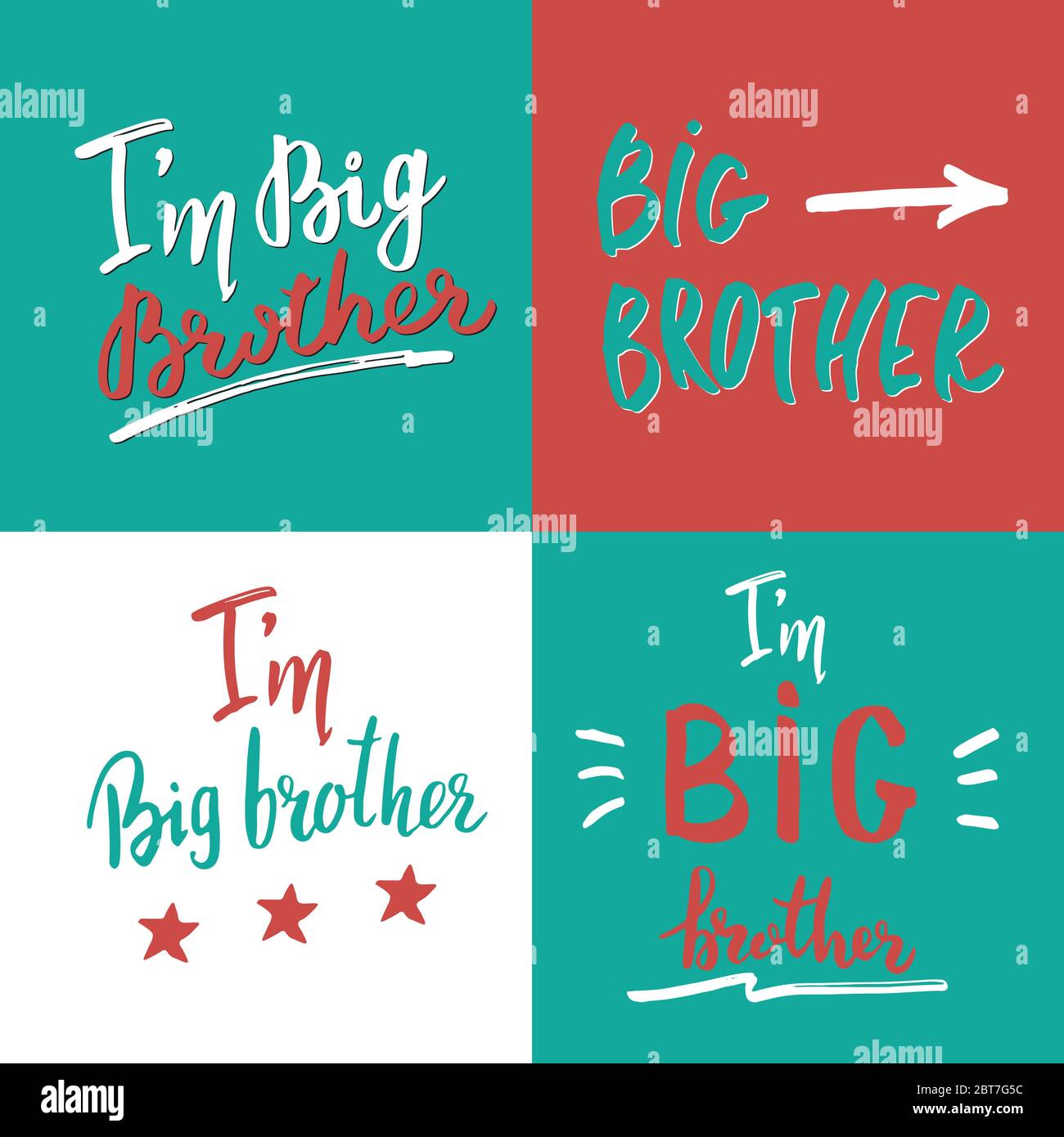 Big brother, Calligraphic Letterings signs set, child nursery printable ...