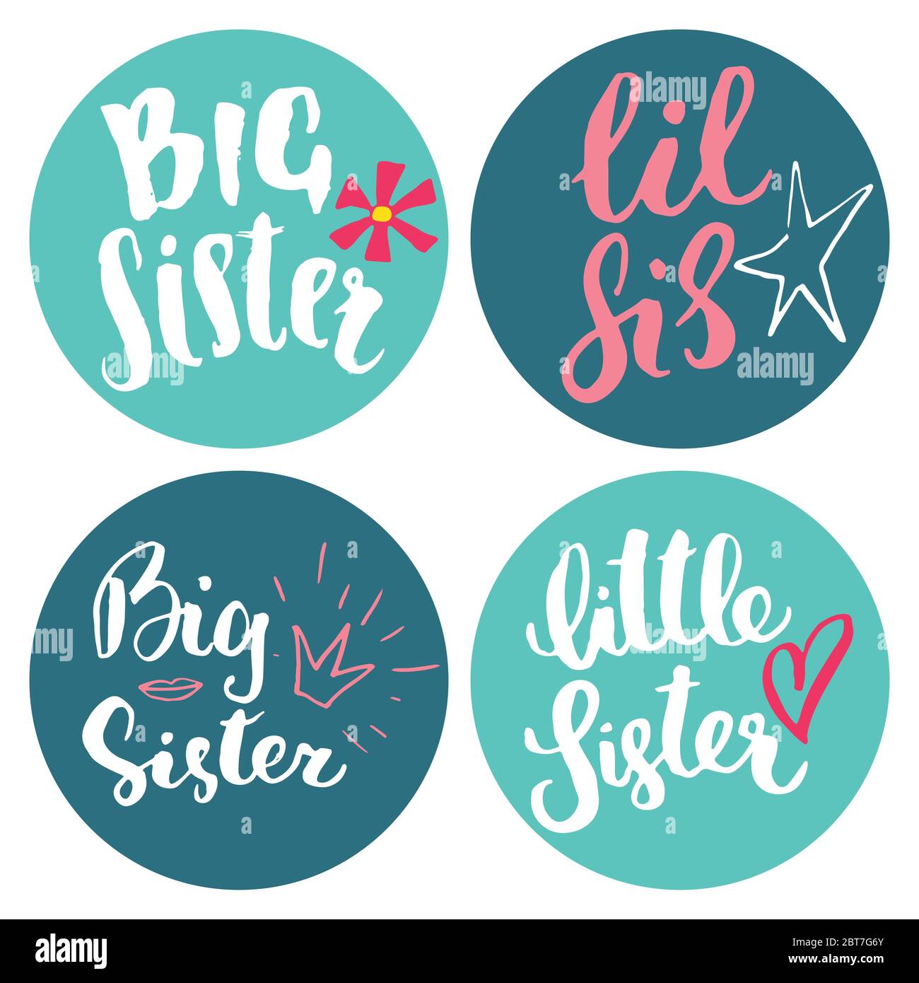 Sister calligraphic Lettering signs set, child nursery printable phrase ...