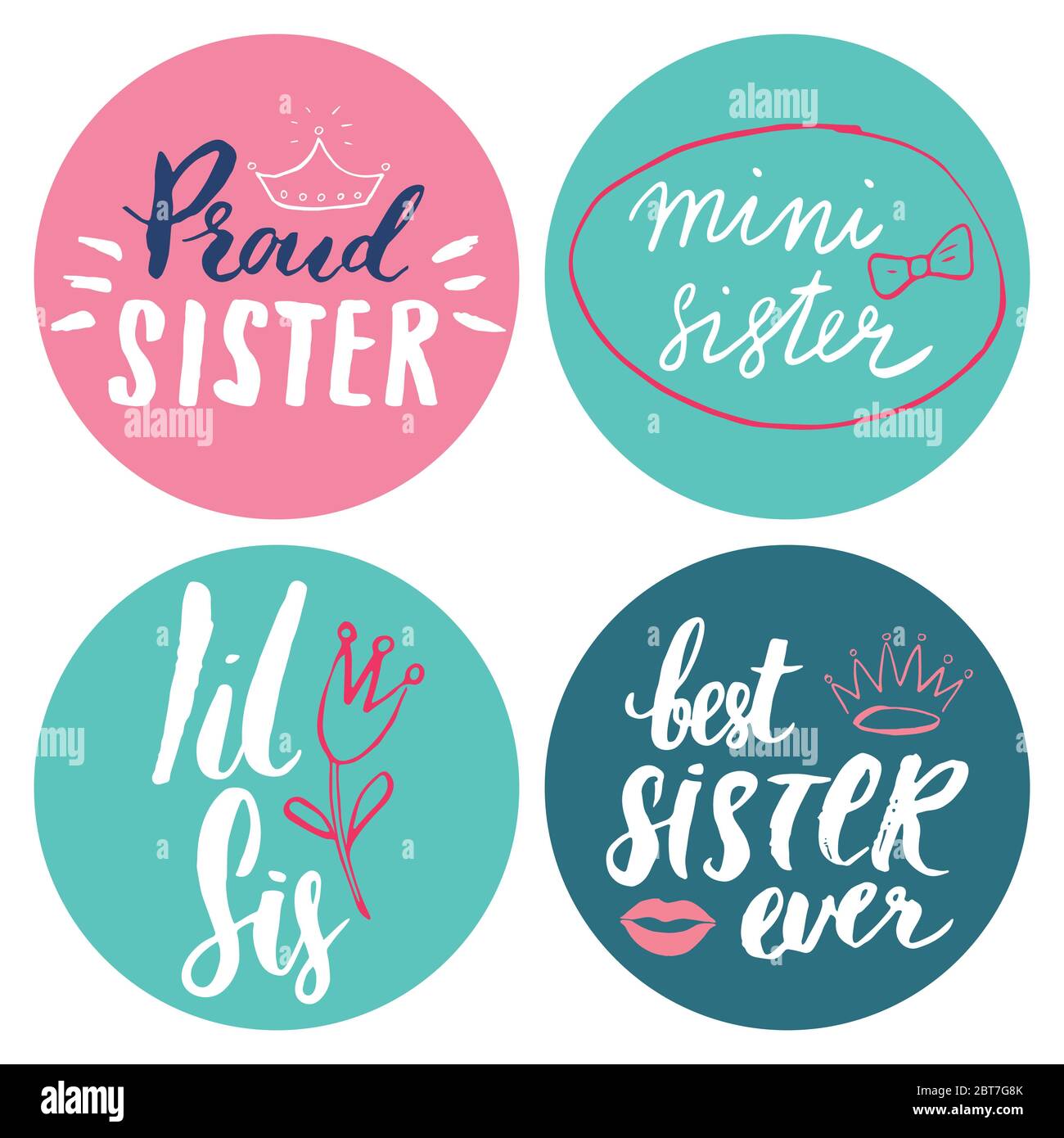 Sister calligraphic Lettering signs set, child nursery printable phrase ...