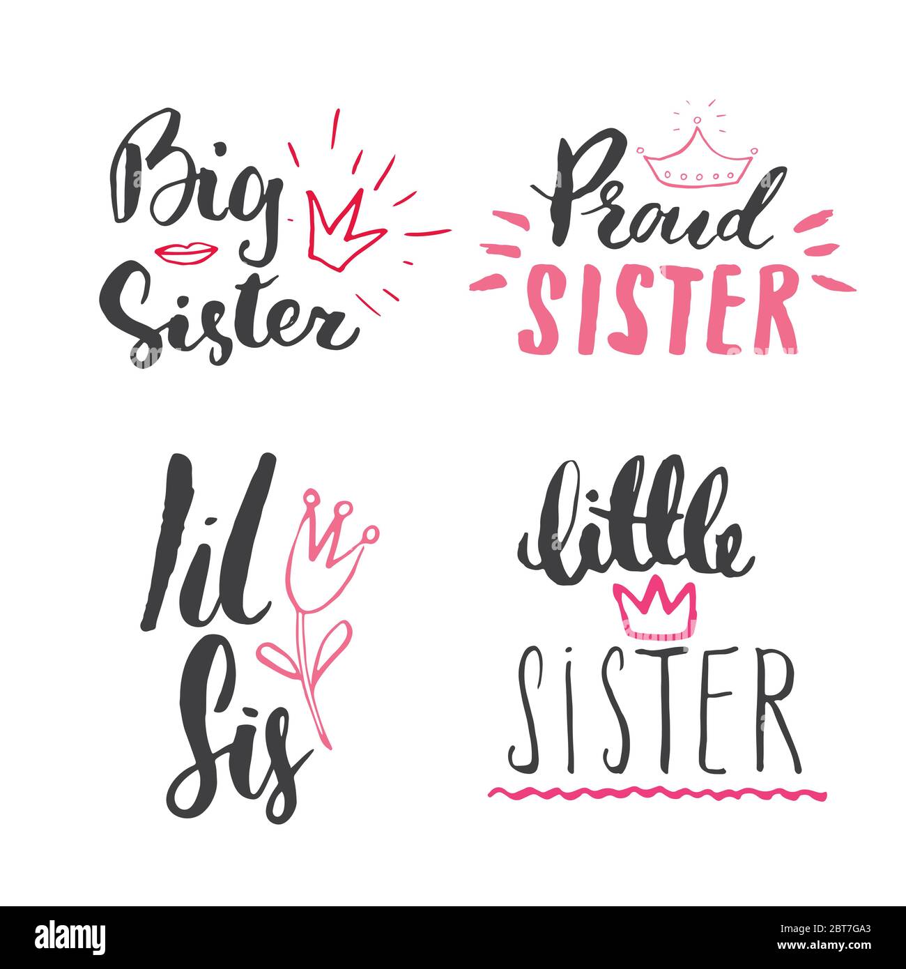 Sister calligraphic Lettering signs set, child nursery printable phrase ...
