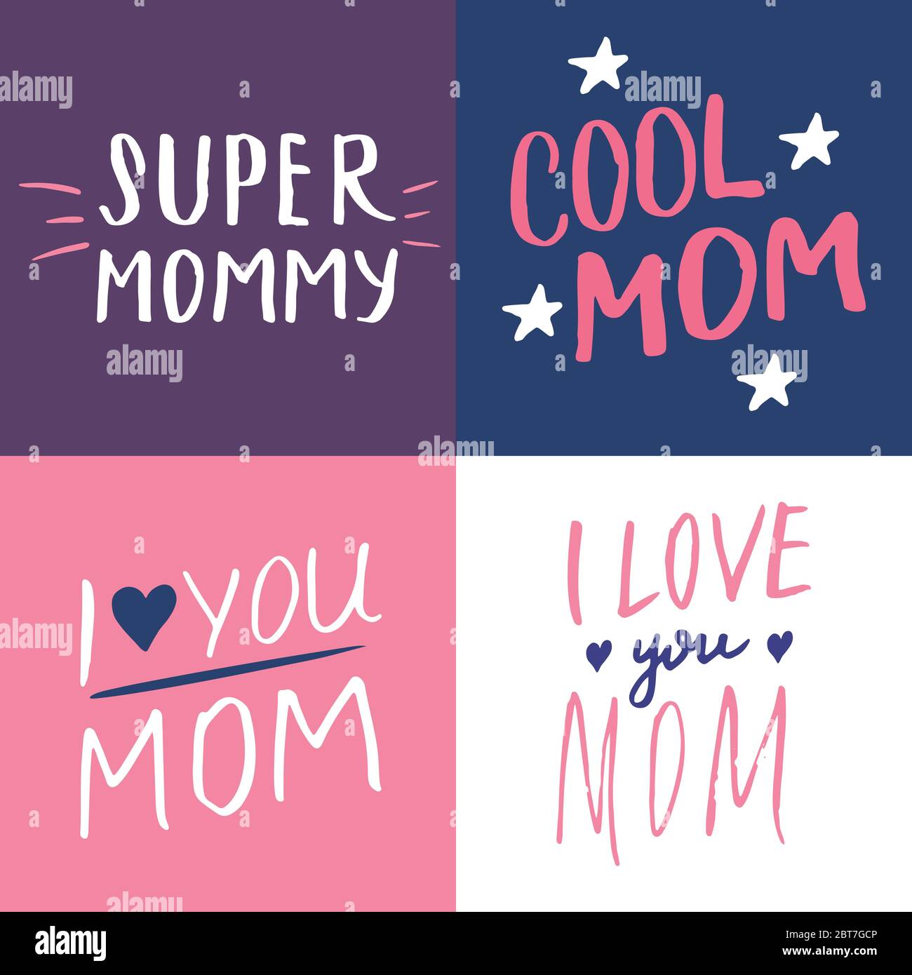 Super mom, Calligraphic Letterings signs set, printable phrase set ...