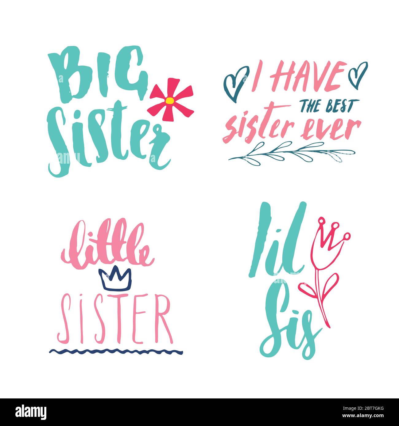 Sister calligraphic Lettering signs set, child nursery printable phrase ...