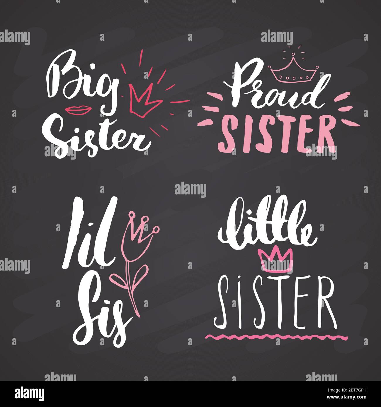 Sister calligraphic Lettering signs set, child nursery printable phrase ...