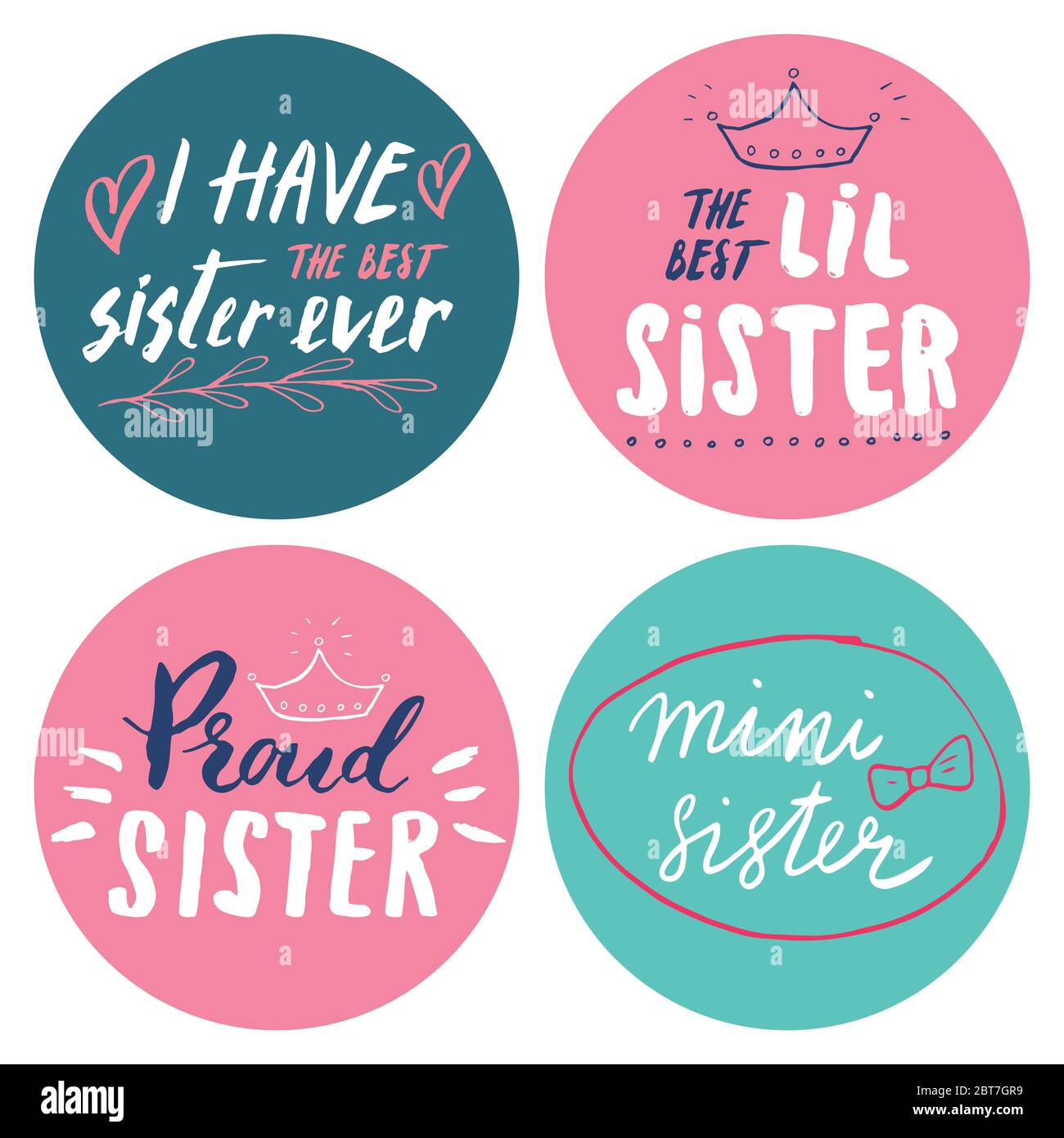 Sister calligraphic Lettering signs set, child nursery printable phrase ...