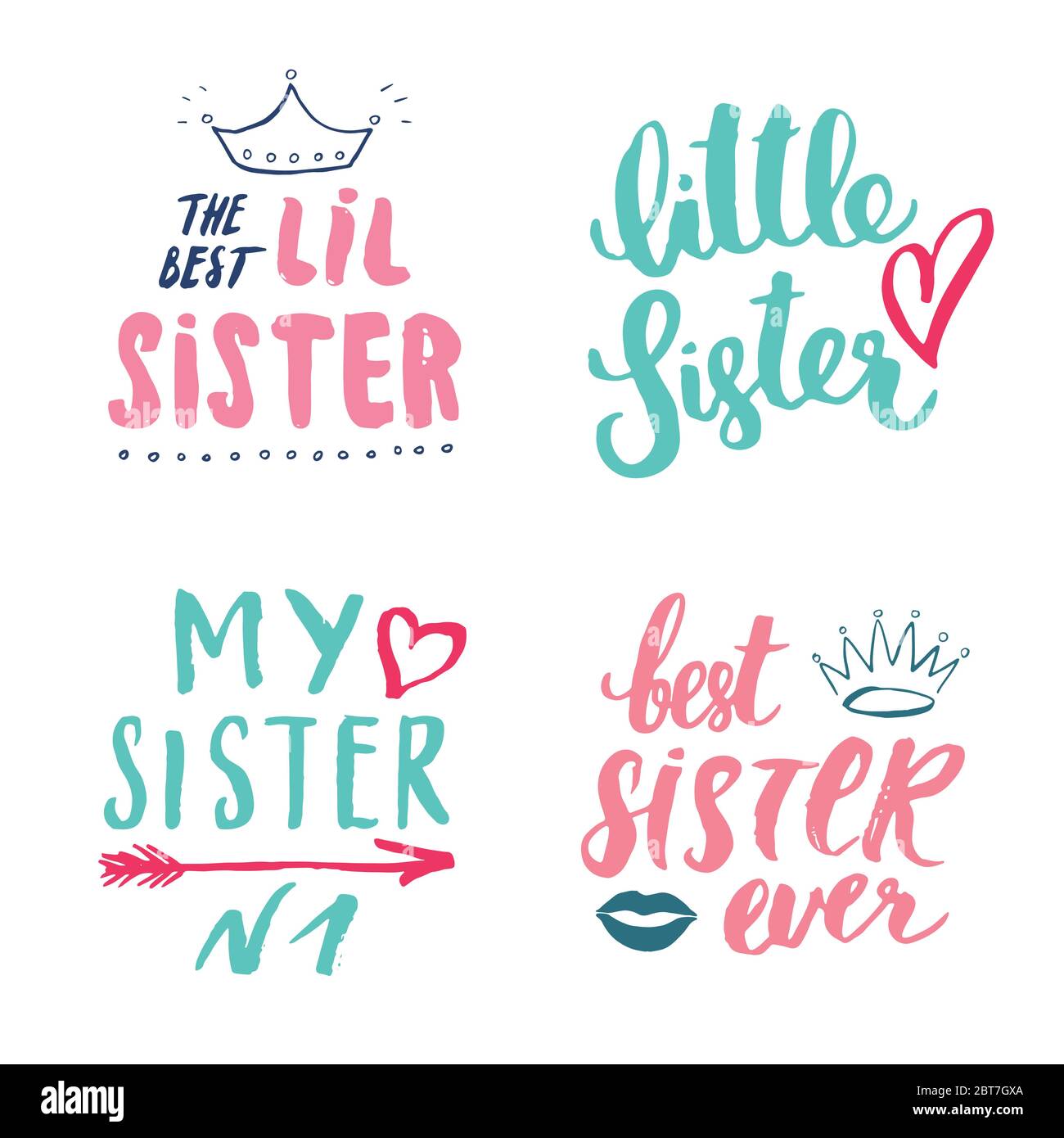 Sister calligraphic Lettering signs set, child nursery printable phrase ...
