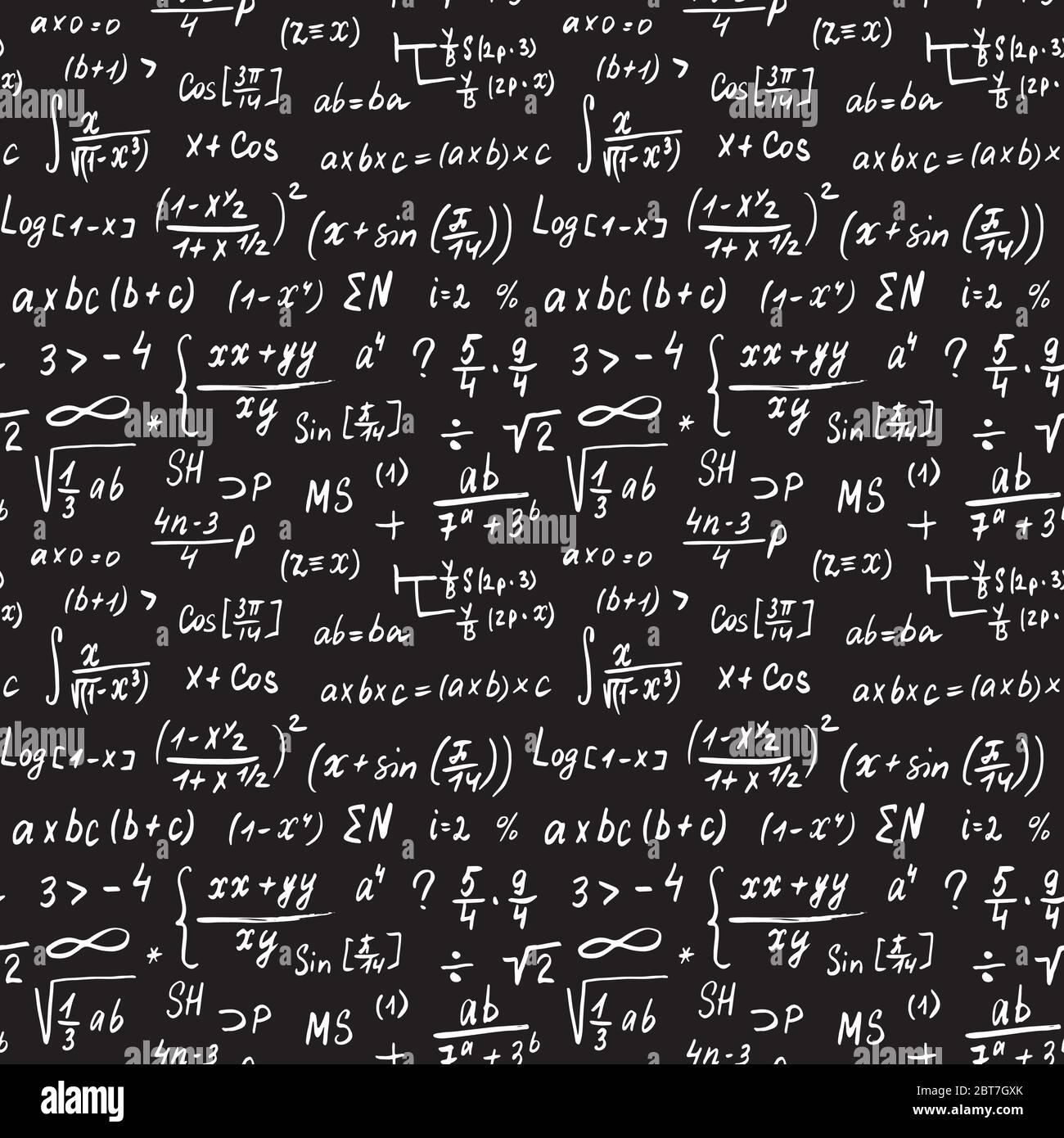 Math formulas seamless pattern, hand drawn, mathematical equations ...