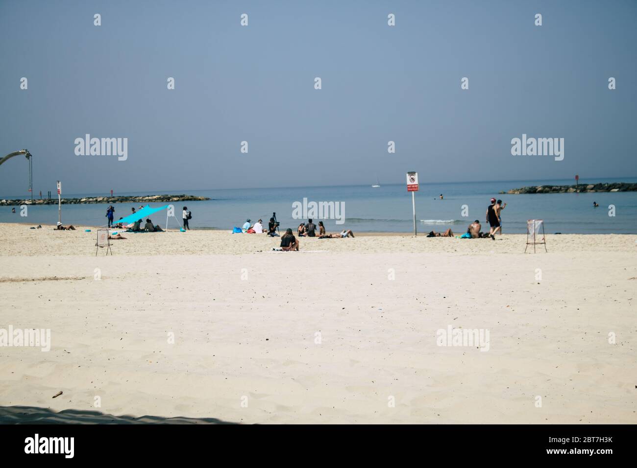 Tel Aviv Israel May 22, 2020 View of unidentified Israeli people having ...