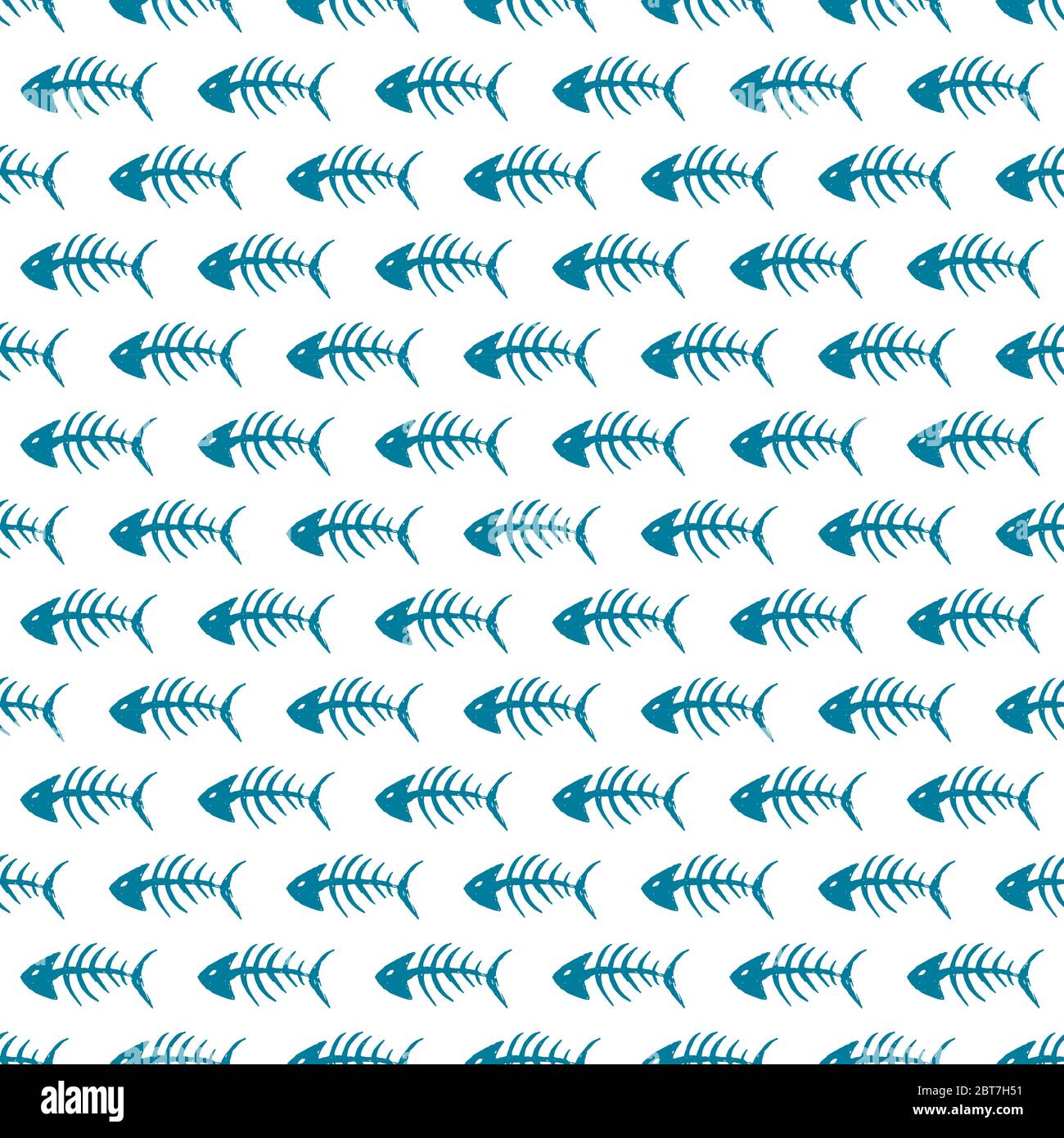 Fish bones Seamless pattern. Fish skeleton doodle, Hand drawn Cartoon ...