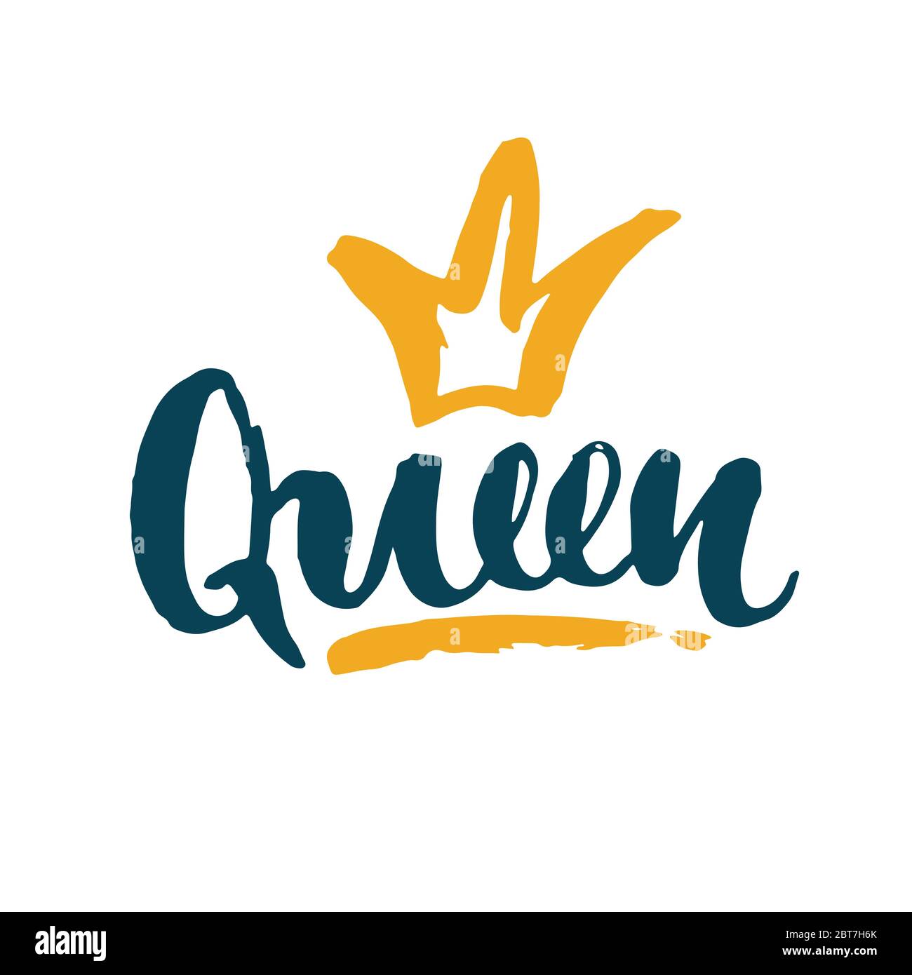Queen lettering quote with Hand drawn crown, calligraphic sign. Vector ...