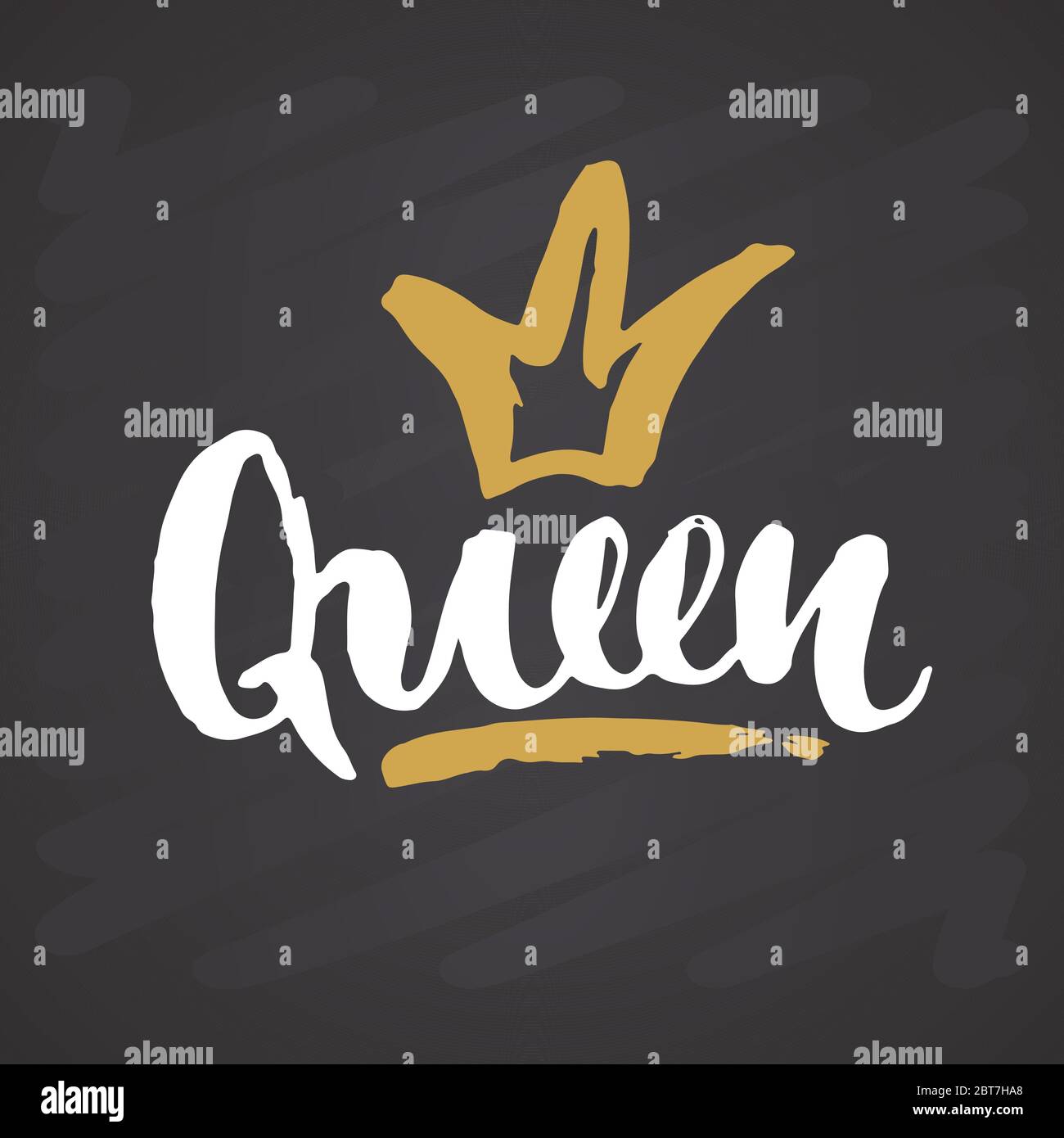 Queen lettering quote with Hand drawn crown, calligraphic sign. Vector ...
