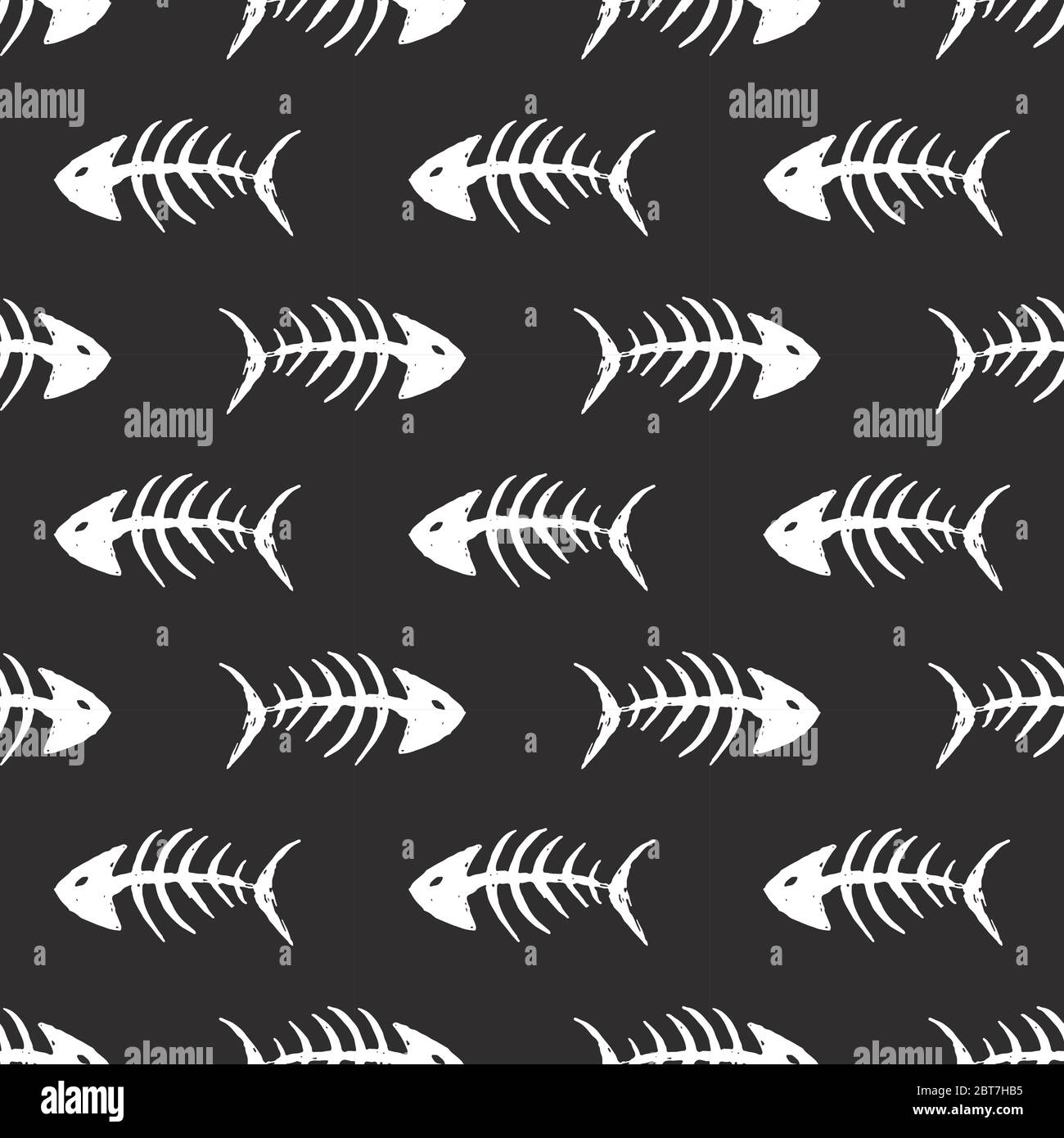 Fish bones Seamless pattern. Fish skeleton doodle, Hand drawn Cartoon ...