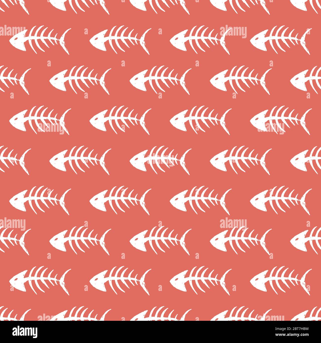 Fish bones Seamless pattern. Fish skeleton doodle, Hand drawn Cartoon ...
