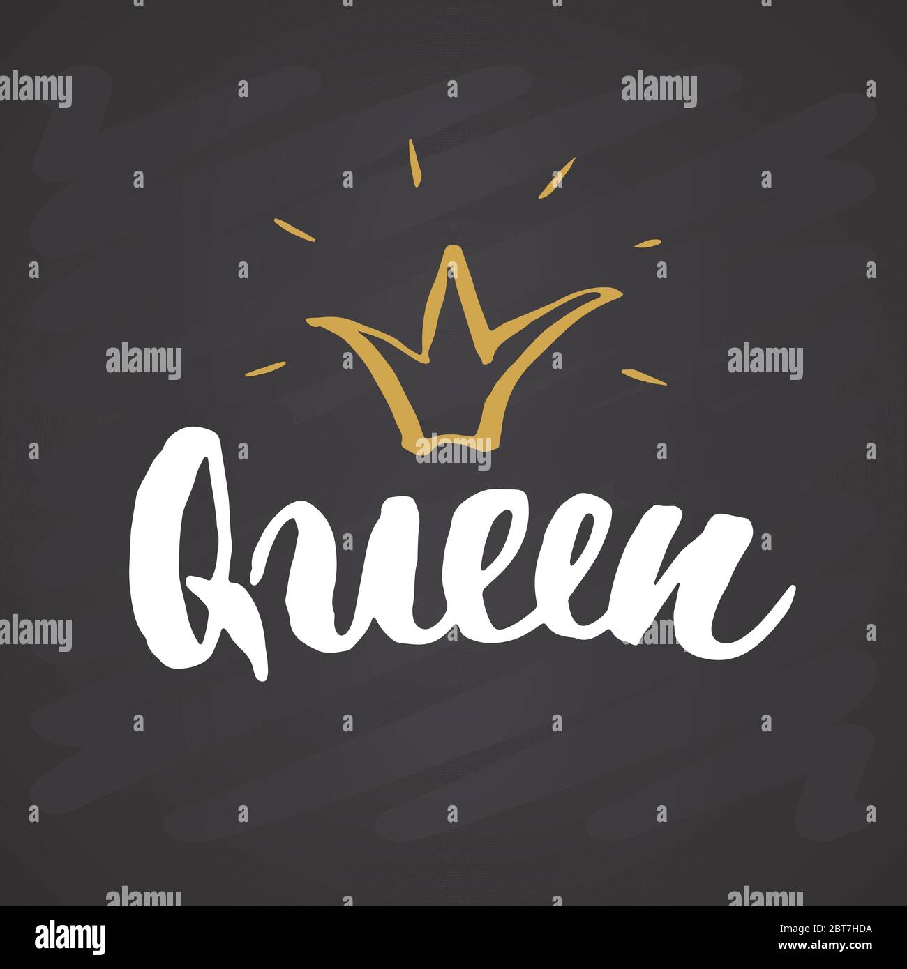 Queen lettering quote with Hand drawn crown, calligraphic sign. Vector ...