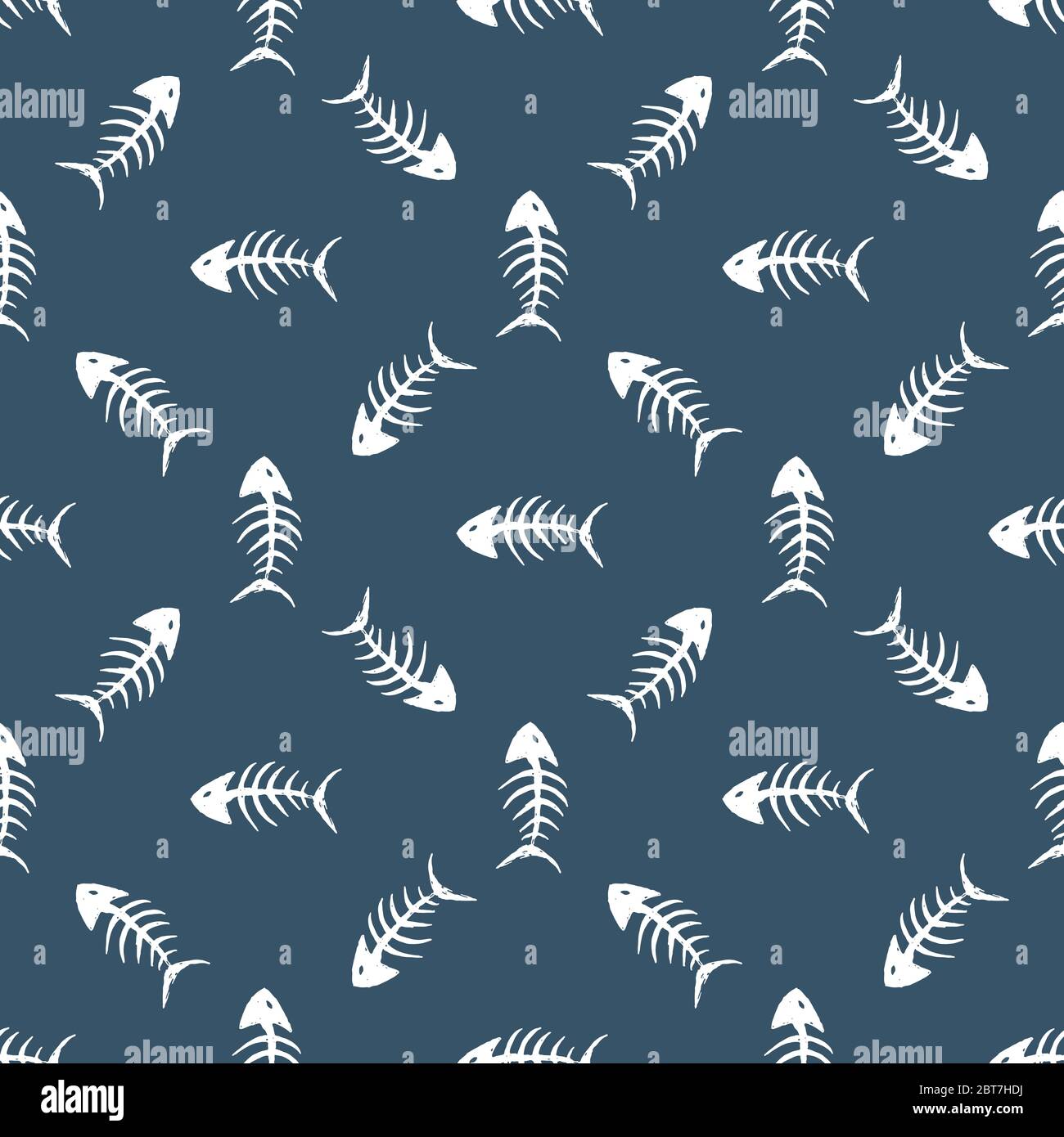 Fish bones Seamless pattern. Fish skeleton doodle, Hand drawn Cartoon ...