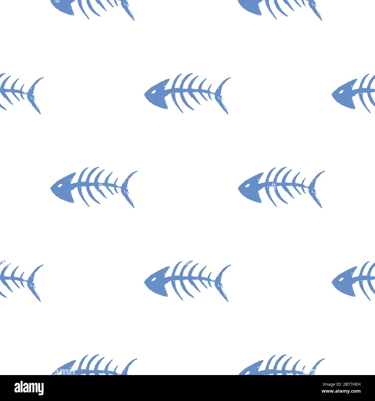 Fish bones Seamless pattern. Fish skeleton doodle, Hand drawn Cartoon ...