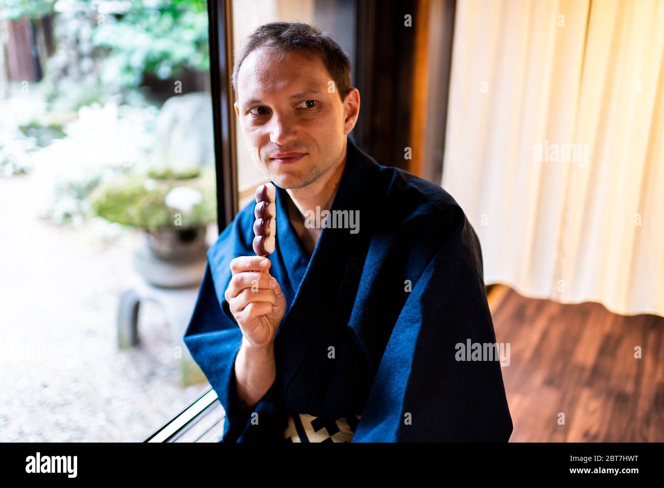 Traditional japanese room in house or ryokan restaurant with man in ...