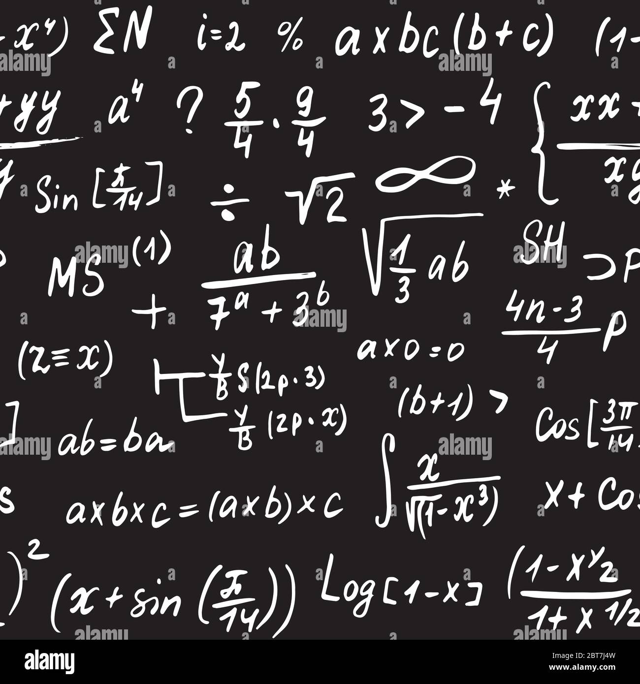 Math formulas seamless pattern, hand drawn, mathematical equations ...