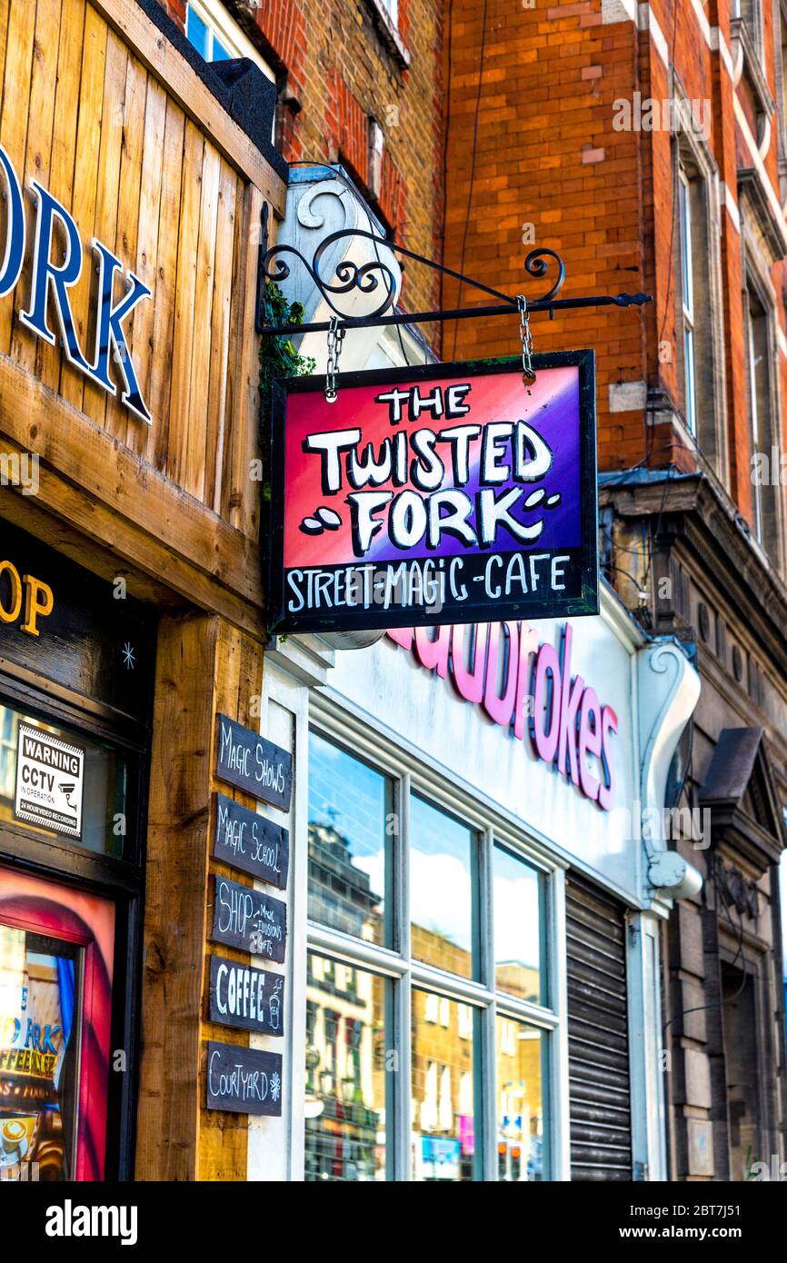 The Twisted Fork Street Magic Cafe and Shop, London, UK Stock Photo - Alamy