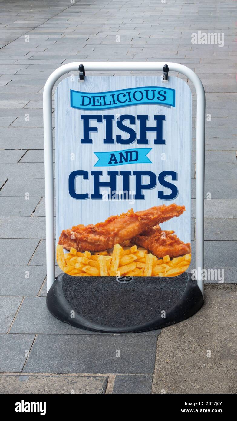 Fish and Chips sign Stock Photo - Alamy