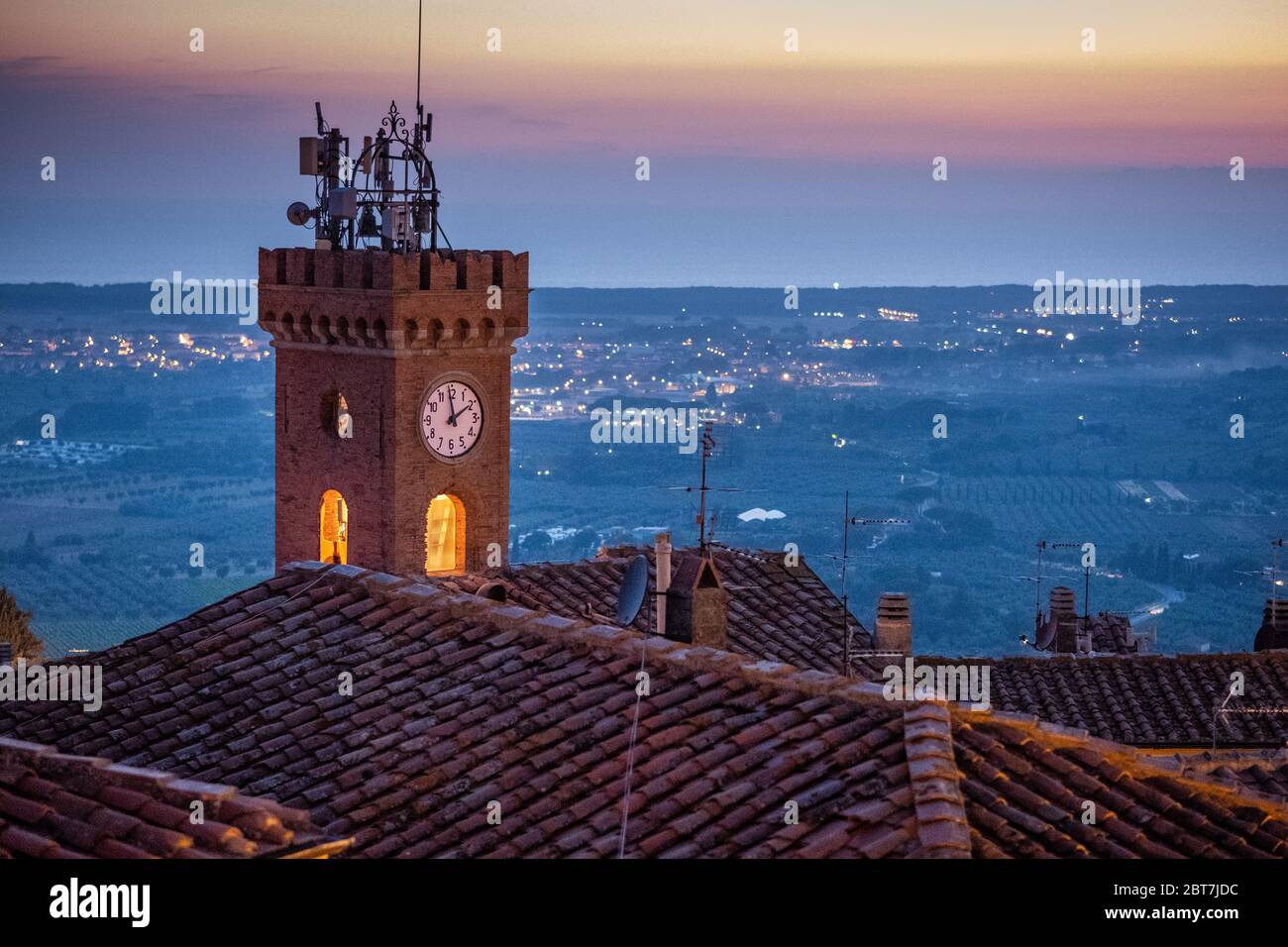 The ancient village of Castagneto Carducci seen from the castle with ...