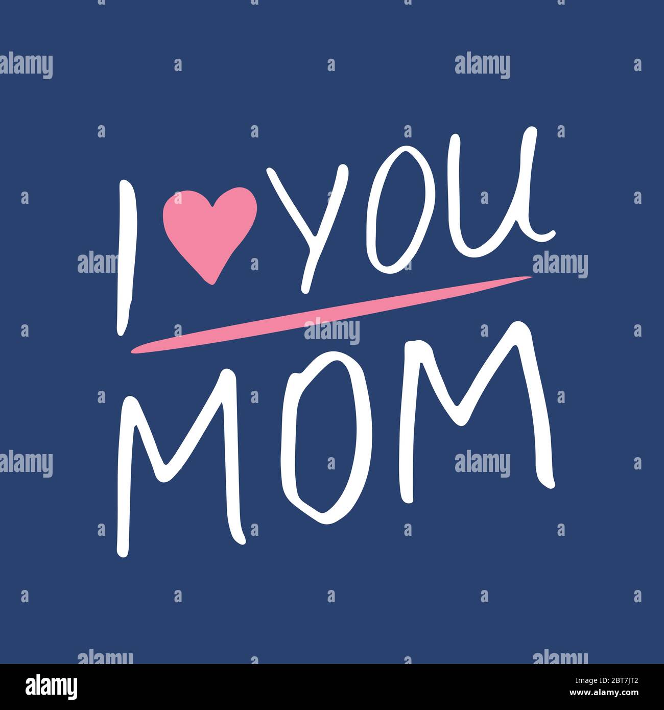 I Love You Mom Calligraphic Letterings Signs Set Printable Phrase Set