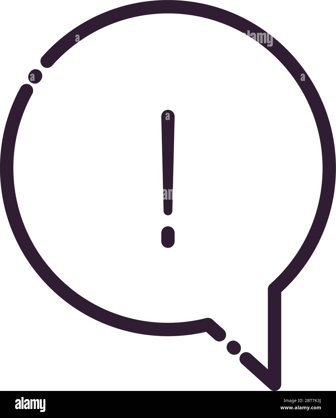 Communication bubble with exclamation mark line style icon design ...