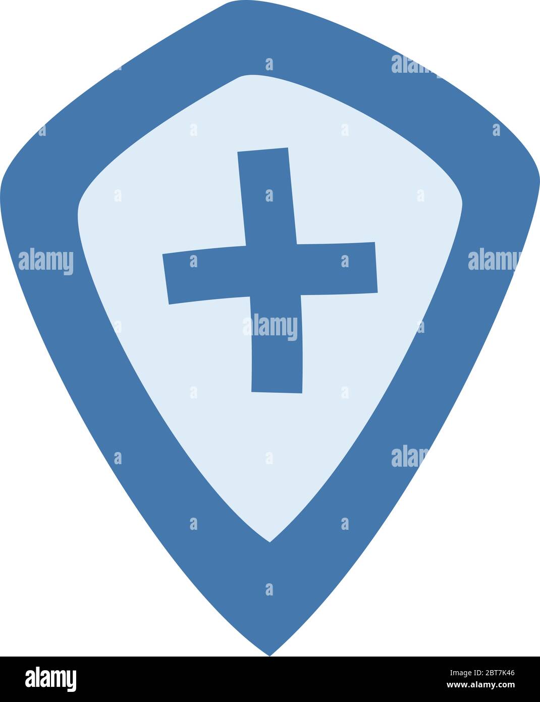 Cross inside shield flat style icon design of Medical care health and ...