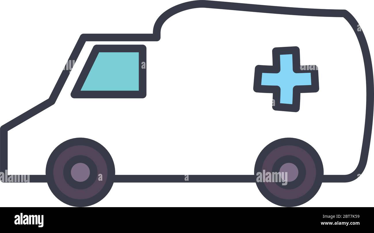 Cross inside ambulance flat style icon design of Medical care health ...